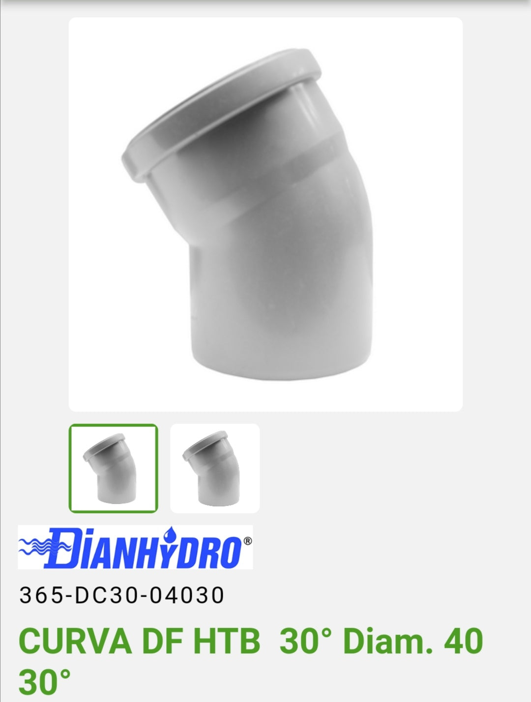 Curva DF HTB 30° D. 40 Innesto – Sodano Ceram Styling s.r.l