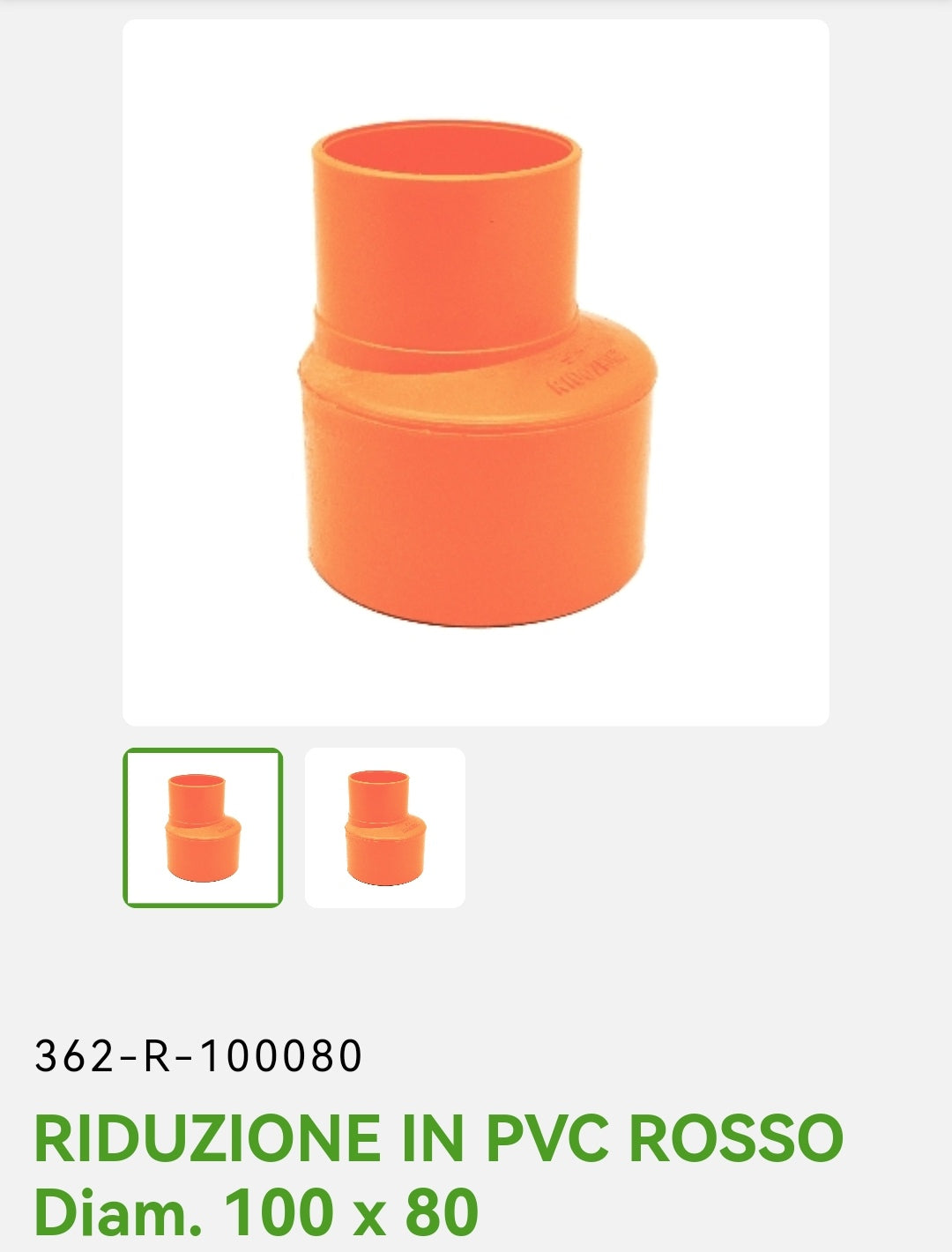 Riduzione in Pvc Diam. 100x80 – Sodano Ceram Styling s.r.l