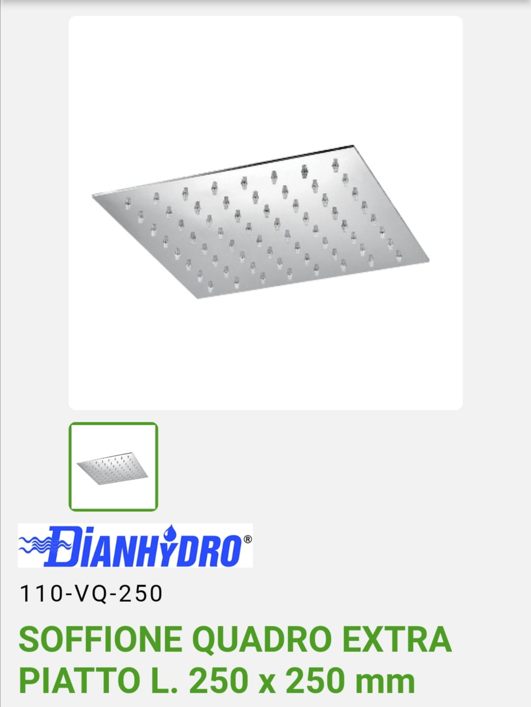 Soffione Quadro 25x25 Extra Piatto Acciaio Inox – Sodano Ceram Styling ...