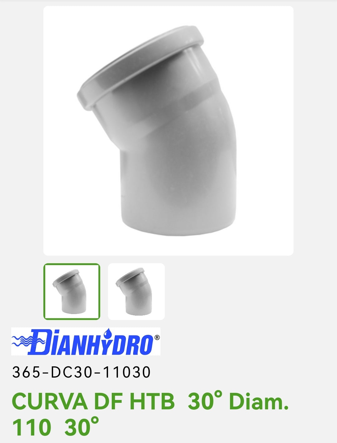 Curva DF HTB DM.110 30° Pvc Innesto – Sodano Ceram Styling s.r.l