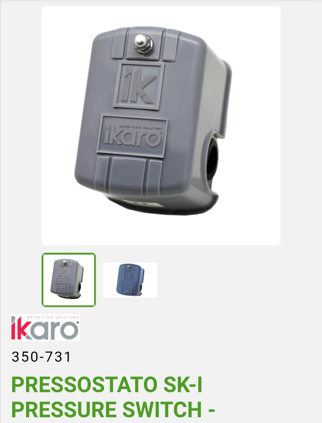 Pressostato SK-I Pressure Switch – Sodano Ceram Styling s.r.l