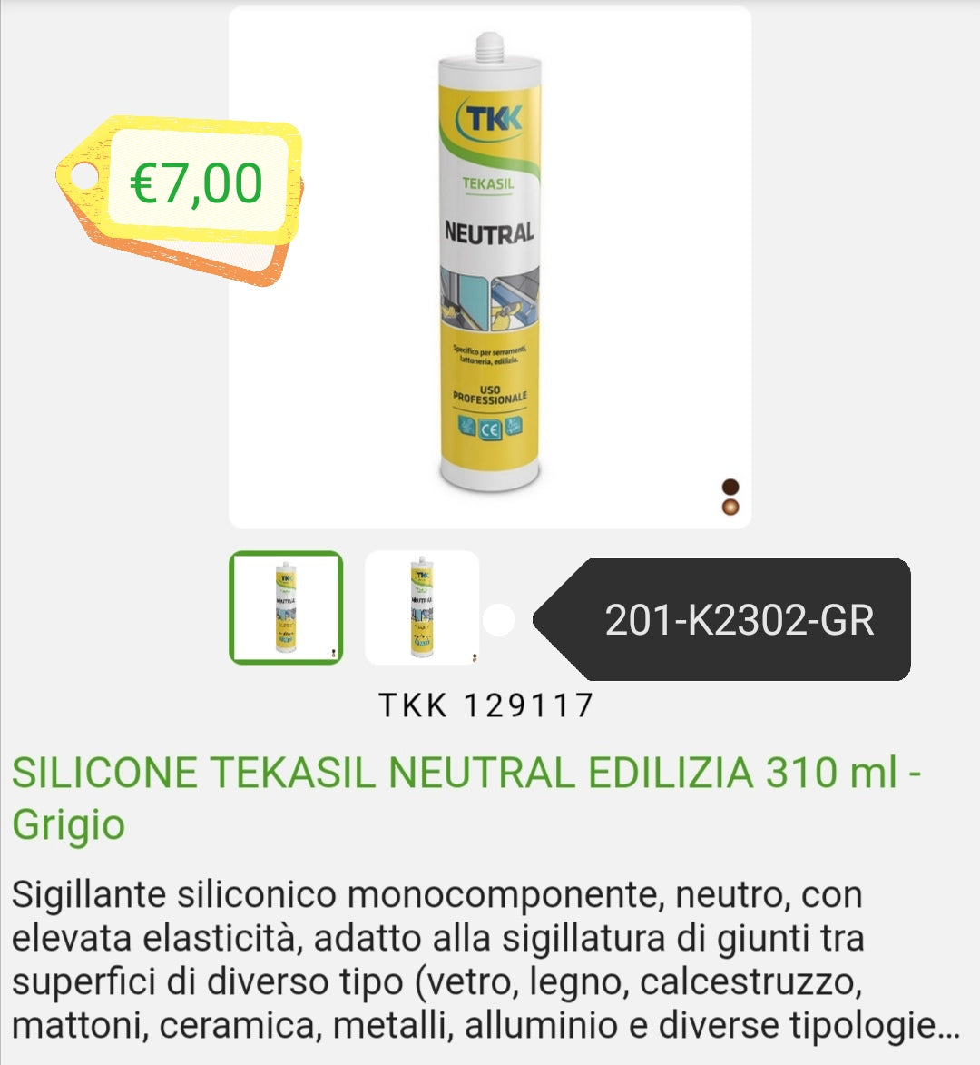 Silicone Tekasil Grigio – Sodano Ceram Styling s.r.l